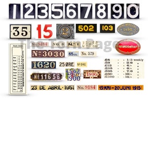 Vintage Number Labels, Fussy Cutting Heaven, Digital Ephemera ...
