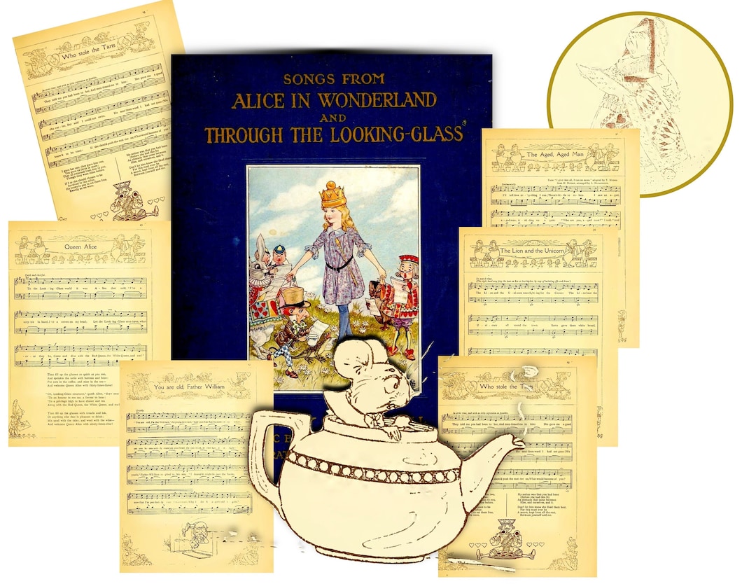 Vintage Alice in Wonderland Song Sheets & Images: Junk Journal Ephemera ...