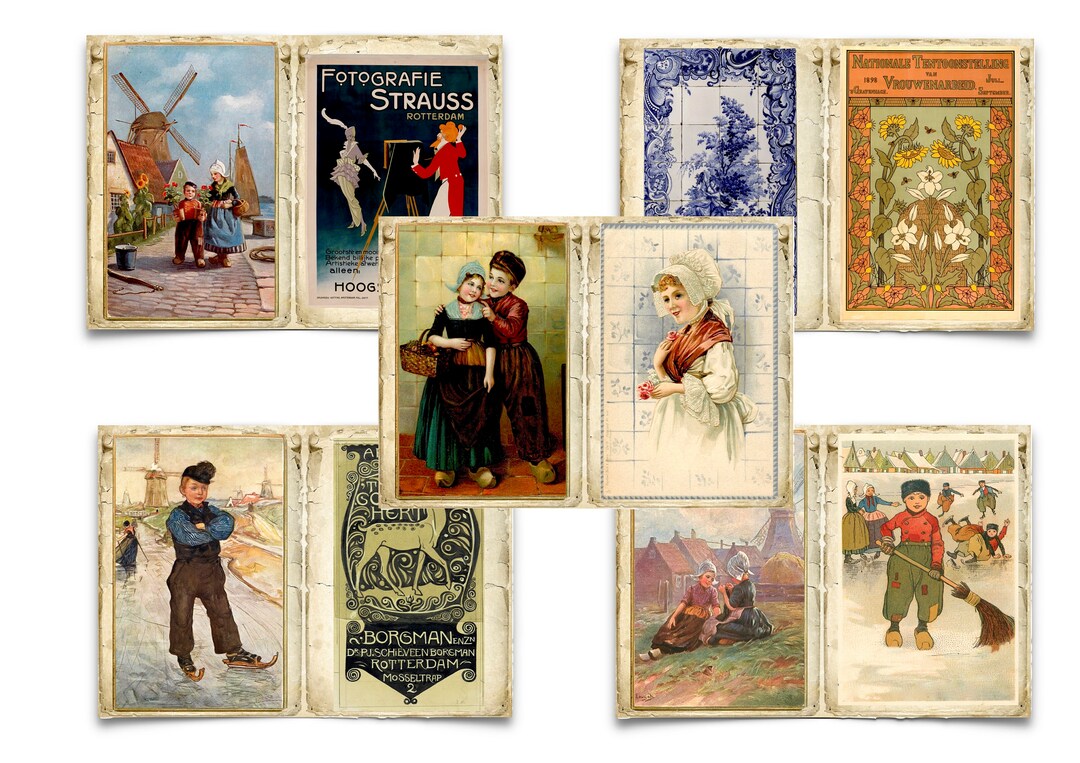 Vintage Dutch Journal Pages, Set One, Vintage Ephemera, Junk Journal ...