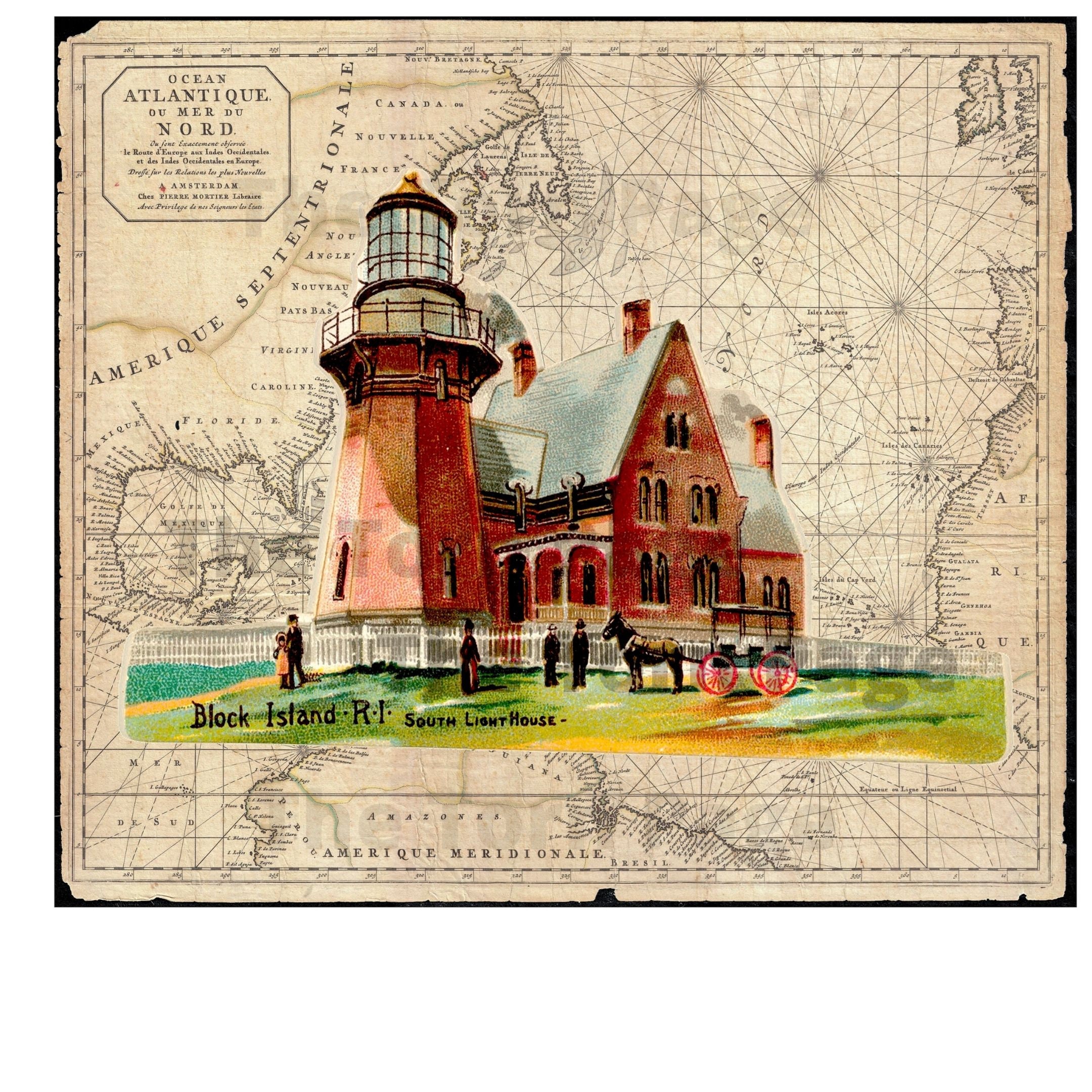 Vintage North American Lighthouses Collage Papers Digital | Etsy