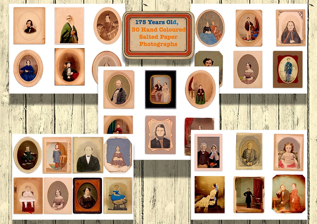 Victorian Salted Paper Photographs: Hand-colored Journal Cards (digital ...