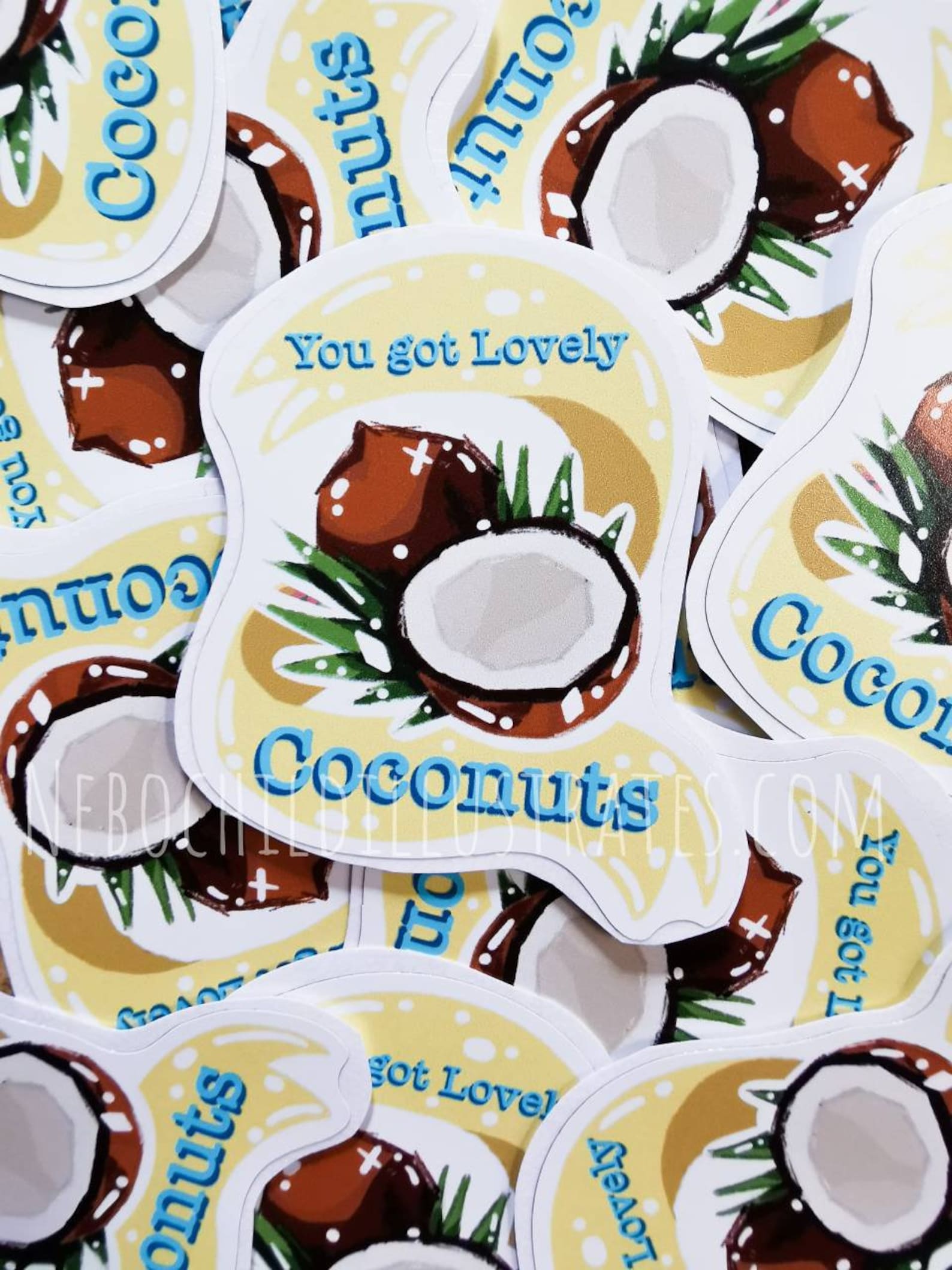 Coconut Sticker Cute Coconut Sticker Fruit Pun Sticker - Etsy UK
