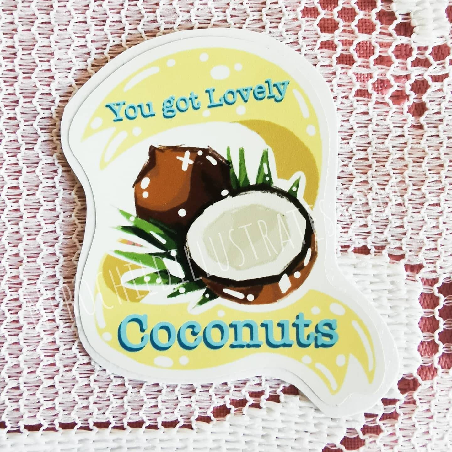 Coconut Sticker Cute Coconut Sticker Fruit Pun Sticker - Etsy 日本