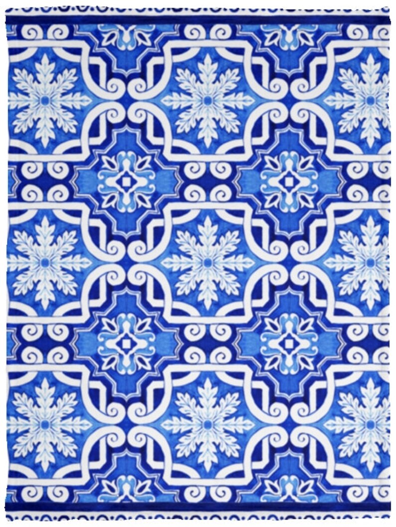 Beautiful Blue Portuguese Azulejos Print Throw Blanket Cozy - Etsy