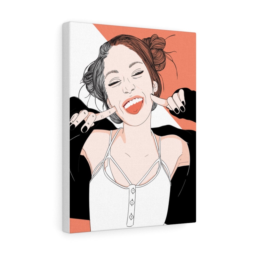 Modern Canvas Art of a Happy Fun Loving Woman. This is a - Etsy