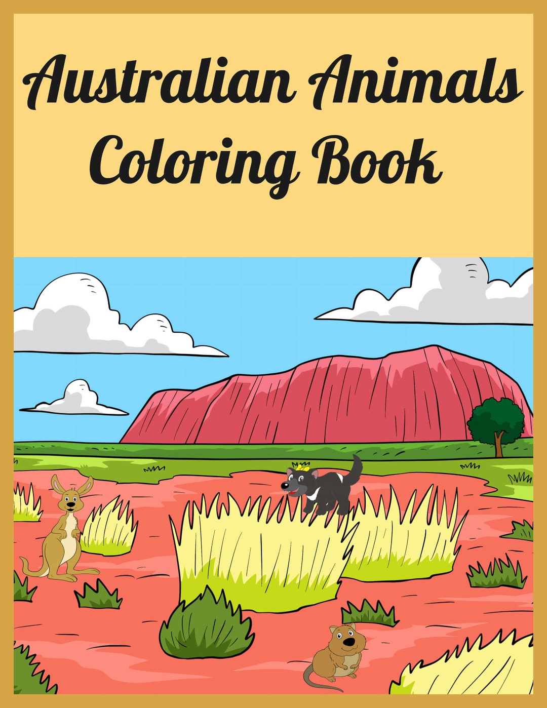 Kids Australian Animals Coloring Book Kangaroo Koala Bear Kids Learning ...