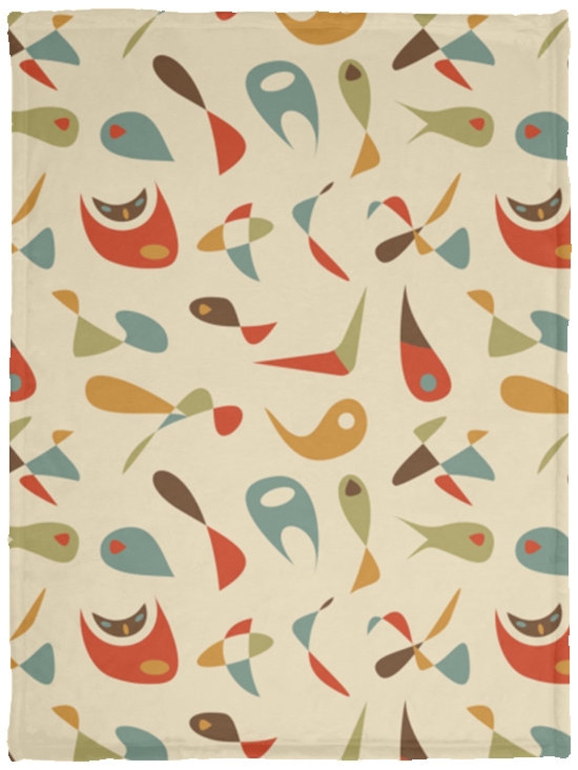 Mid Century Modern Fish Symbol Print Throw Blanket, Cozy Blanket ...