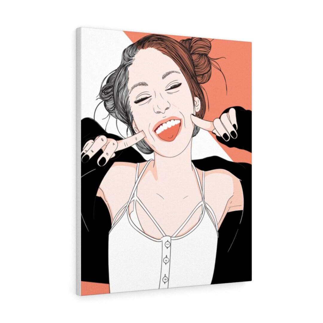 Modern Canvas Art of a Happy Fun Loving Woman. This is a - Etsy