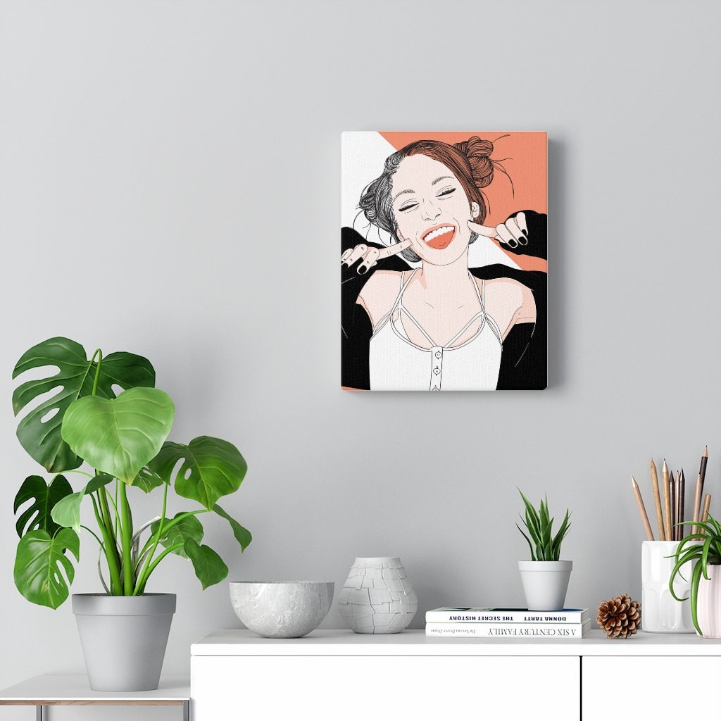 Modern Canvas Art of a Happy Fun Loving Woman. This is a - Etsy