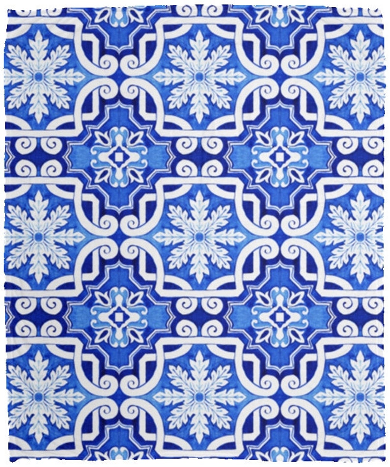 Beautiful Blue Portuguese Azulejos Print Throw Blanket Cozy - Etsy