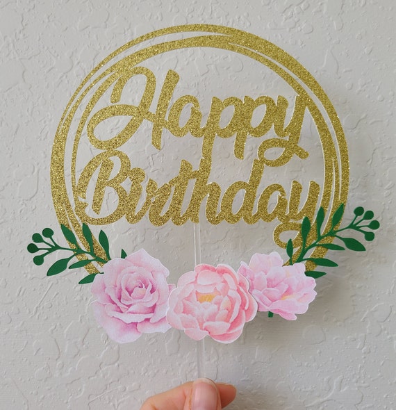 Happy Birthday Cake Topper Round Happy Birthday Cake Topper - Etsy