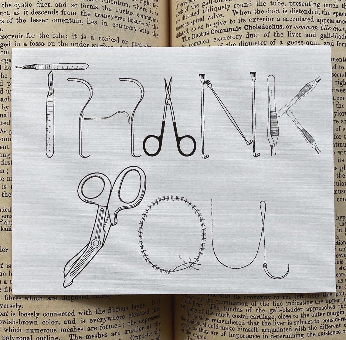 Surgical Instruments Thank You Greeting Card | Etsy