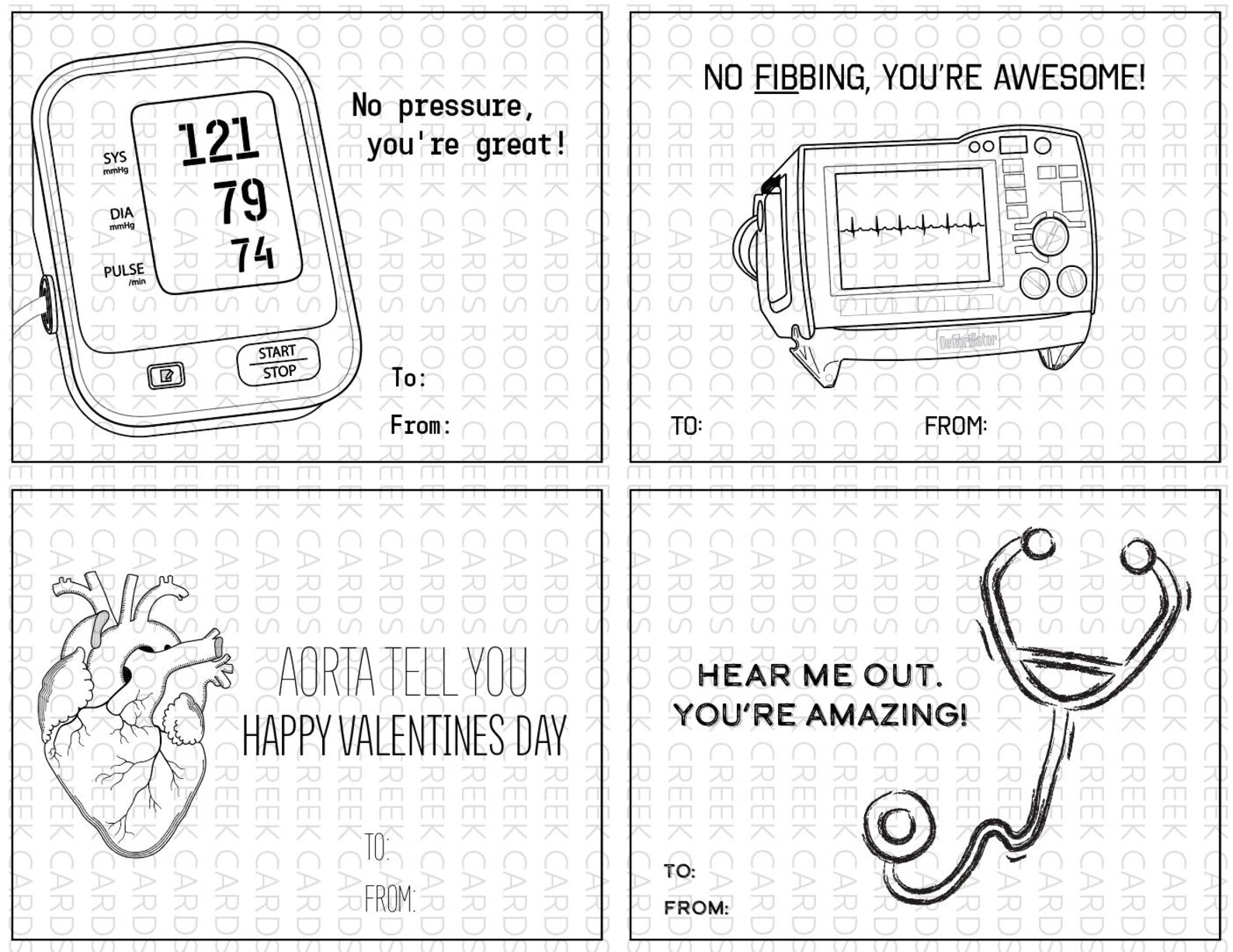 Cardiology Medical Valentine's Day Cards: Printable Cards (digital ...