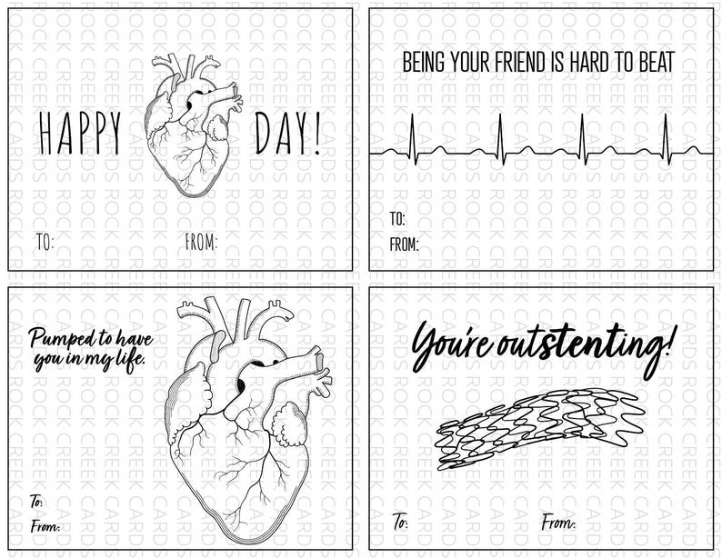 Cardiology Medical Valentine's Day Cards: Printable Cards (digital ...