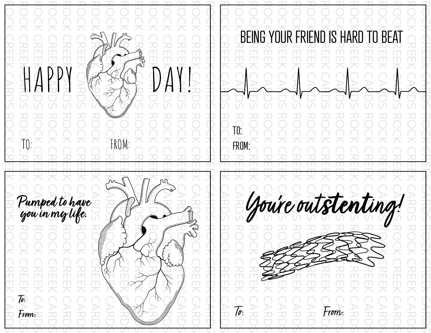 Cardiology Medical Valentine's Day Cards: Printable Cards (digital ...