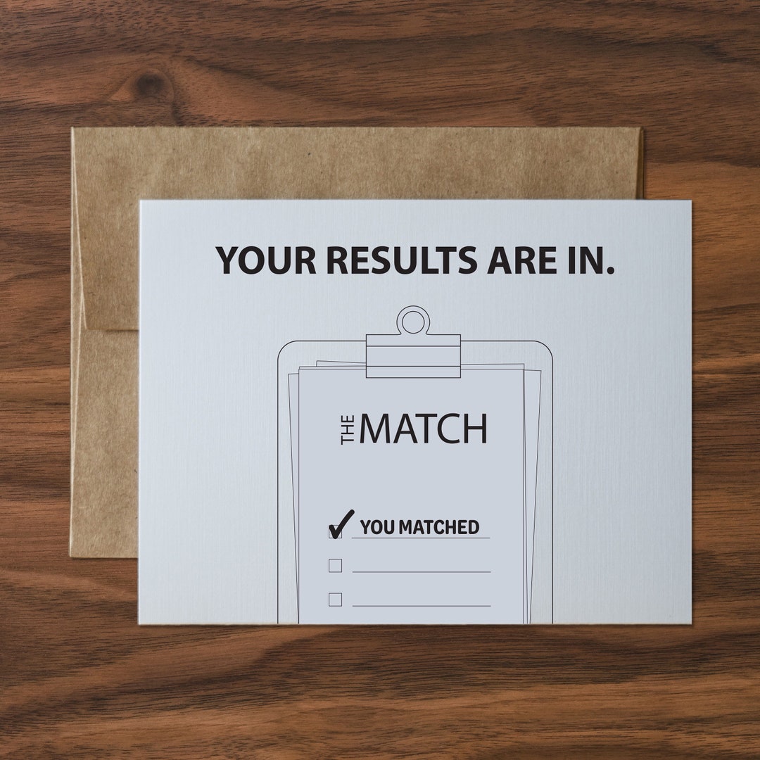 Your Results Are In, You Matched Greeting Card - Match Day - Etsy