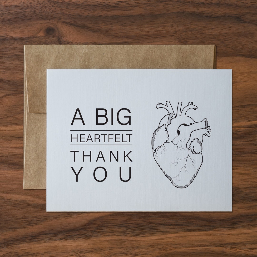 A Big Heartfelt Thank You Greeting Card - Etsy