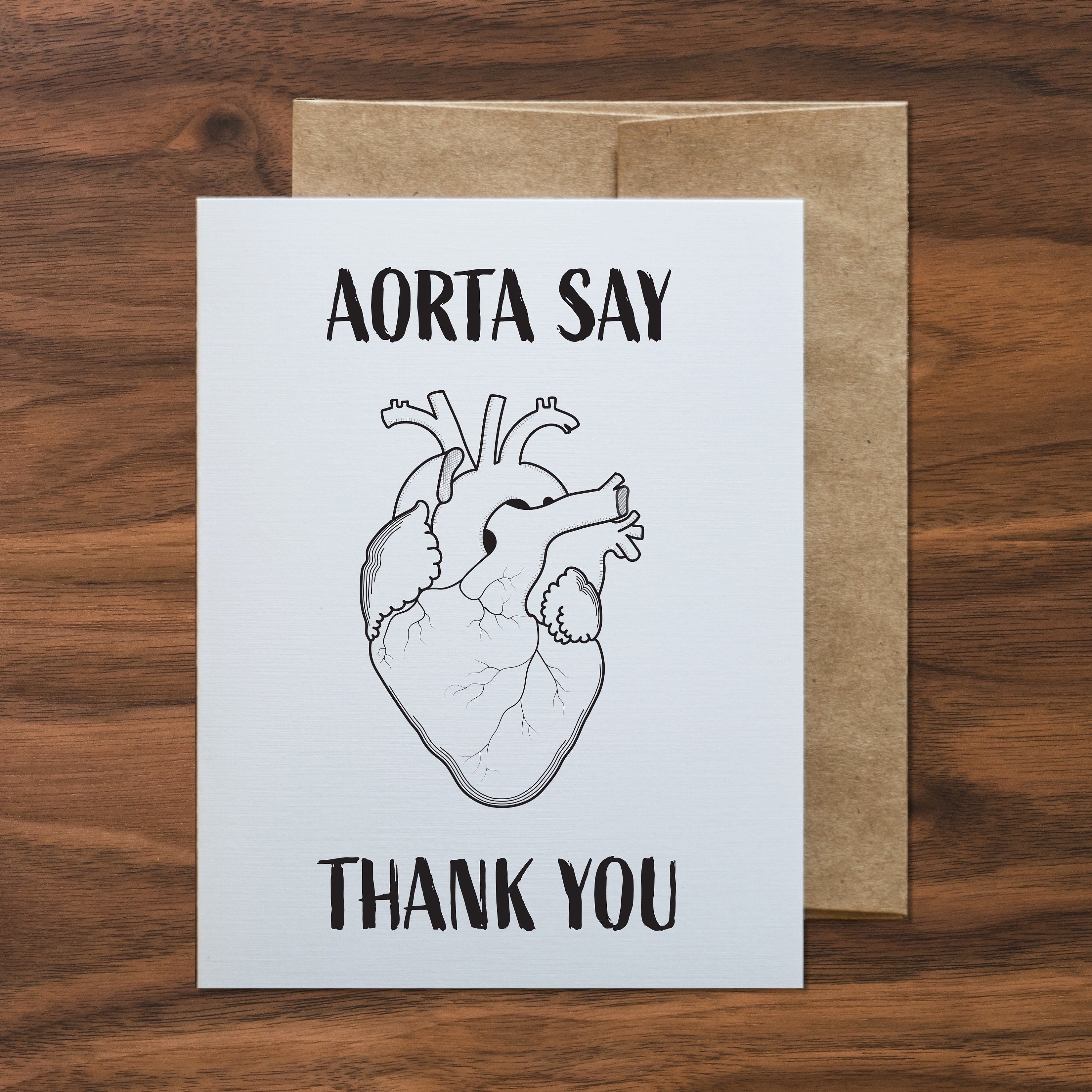 Aorta Say Thank You Greeting Card - Etsy UK
