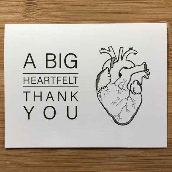 A Big Heartfelt Thank You Greeting Card | Etsy