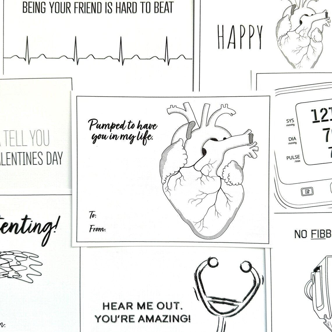 Cardiology Medical Valentine's Day Cards: Printable Cards (digital ...