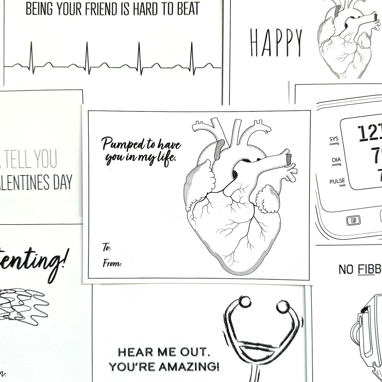 Cardiology Medical Valentine's Day Cards: Printable Cards (digital ...