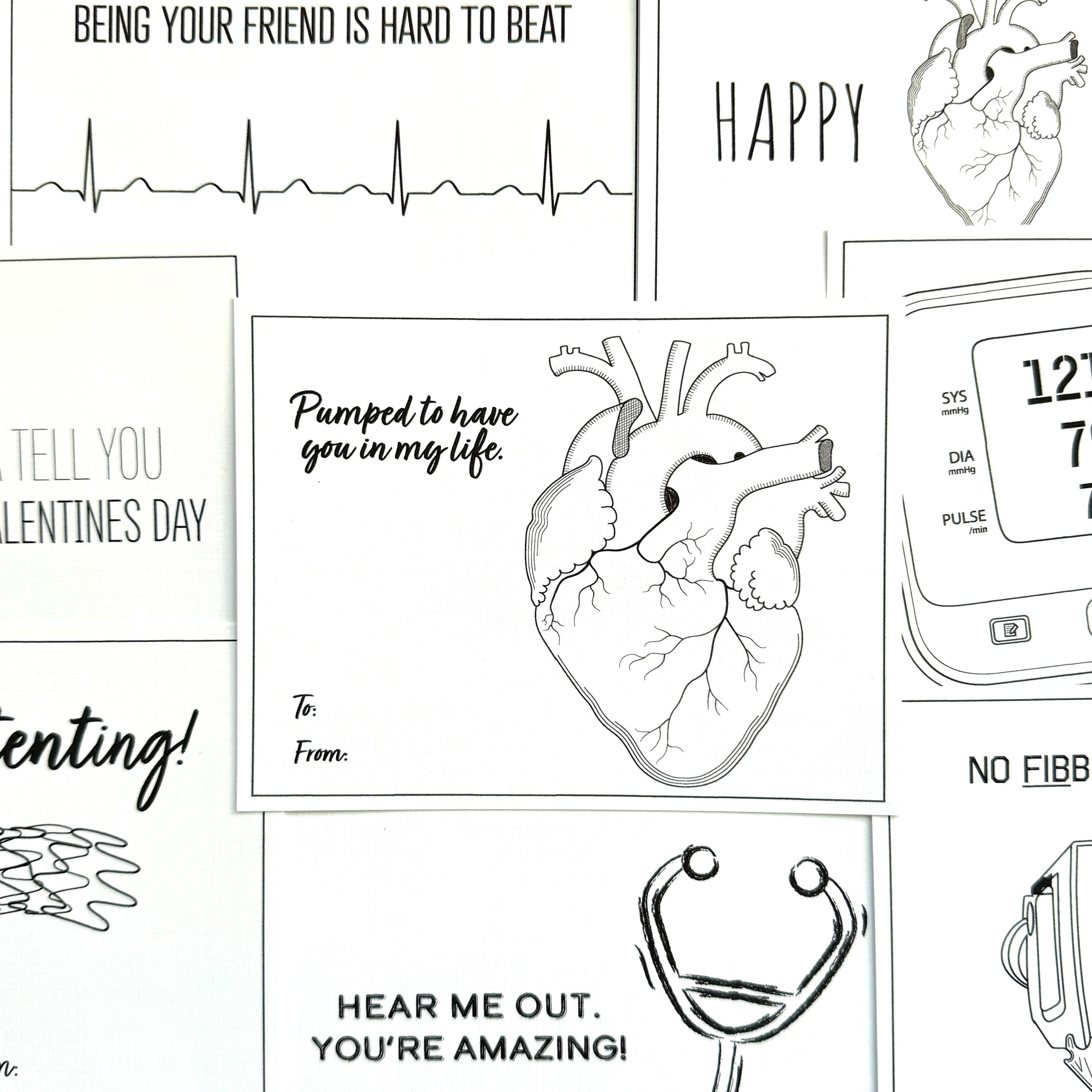 Cardiology Medical Valentine's Day Cards: Printable Cards (digital ...