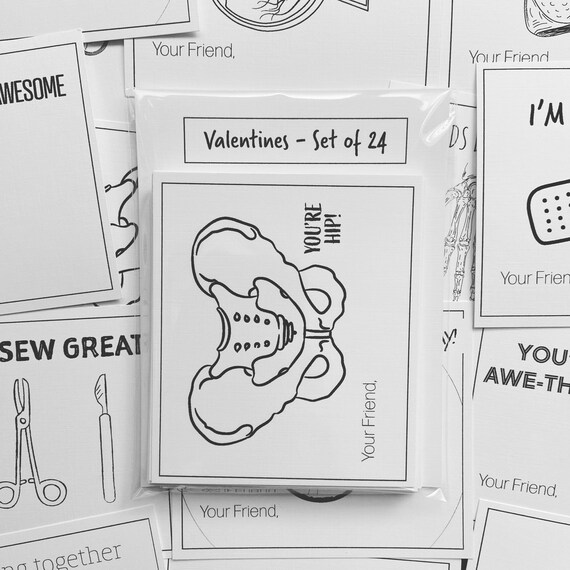 Valentines Day Cards Medically Themed Set of 24 | Etsy