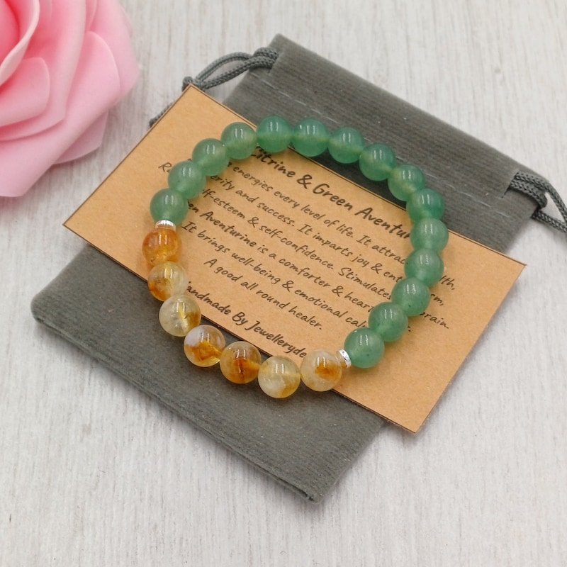 Green aventurine and citrine bracelet - Etsy.de