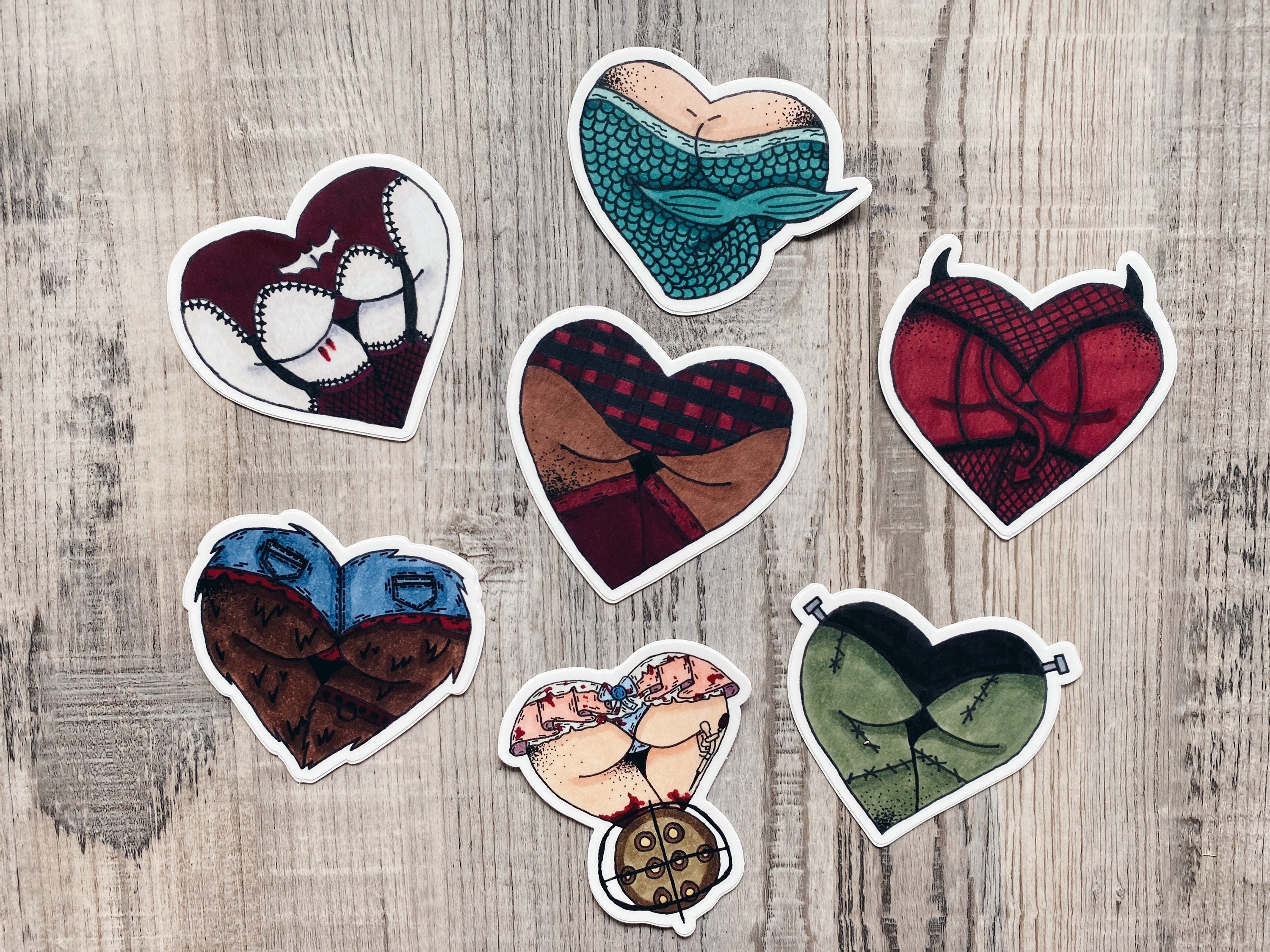 Spooky Heart Butt Stickers Halloween 2018 Series Etsy