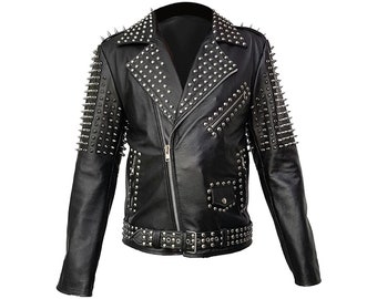 Spiked Leather Jacket | Etsy