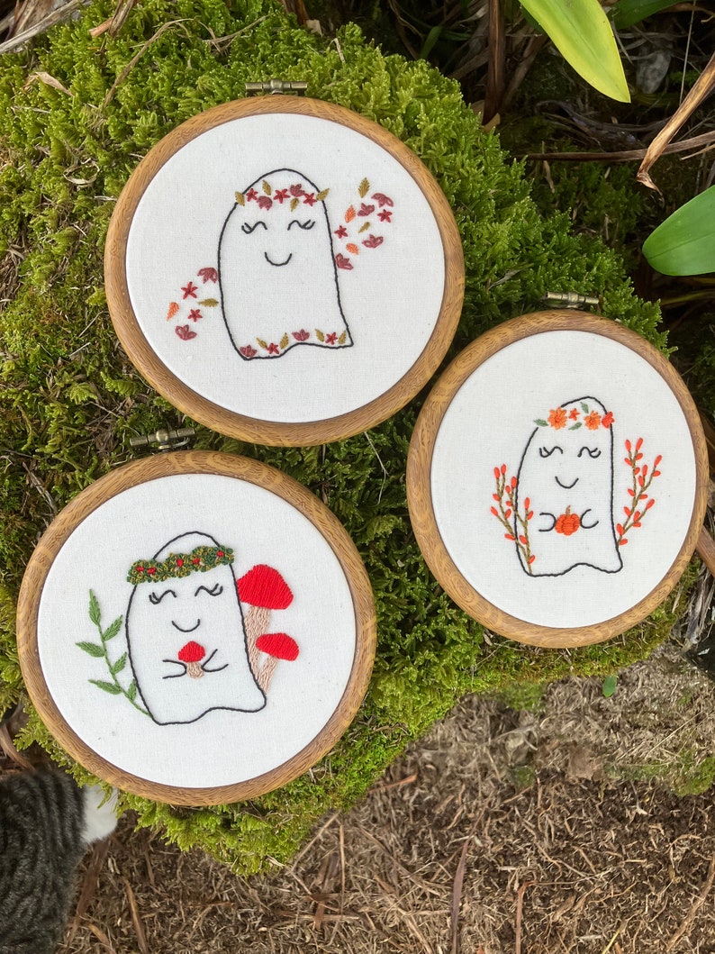 Fall Ghosts Hand Embroidery Pattern With Youtube Video - Etsy