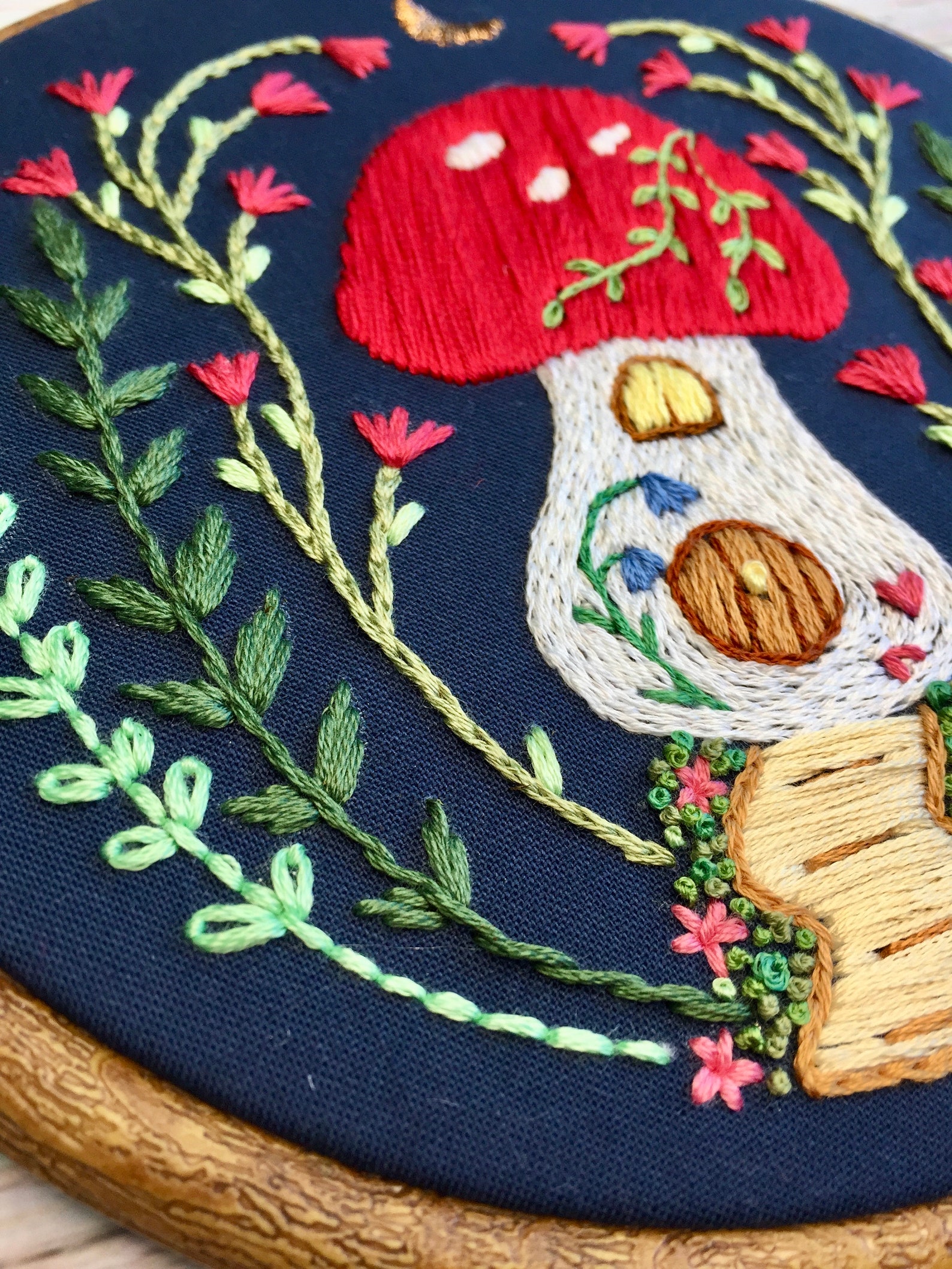 Toadstool Fairy House Mushroom Embroidery Stitch Along Template ...