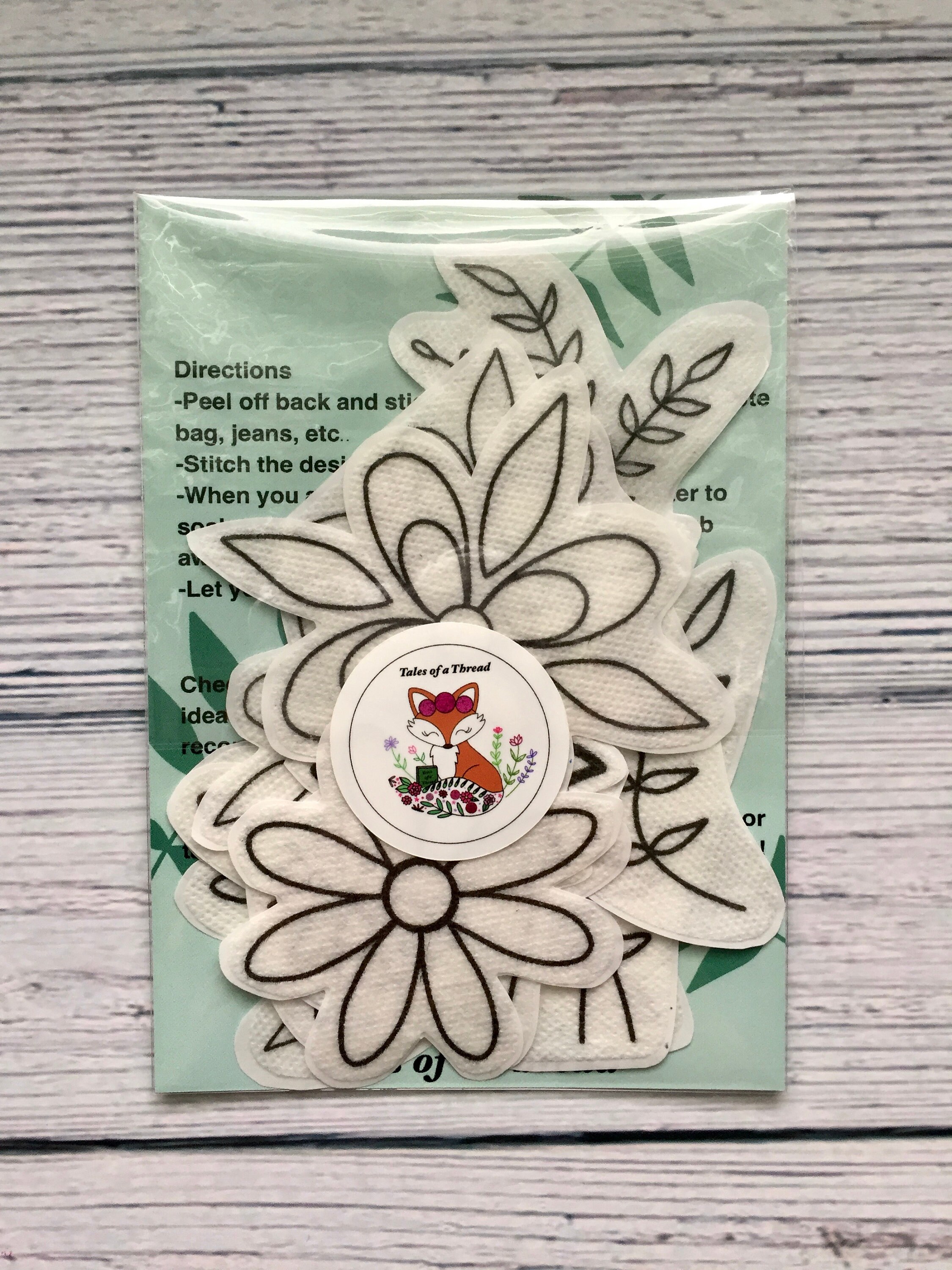 Stick and Stitch Floral Leaf Pack Water Soluble Hand - Etsy