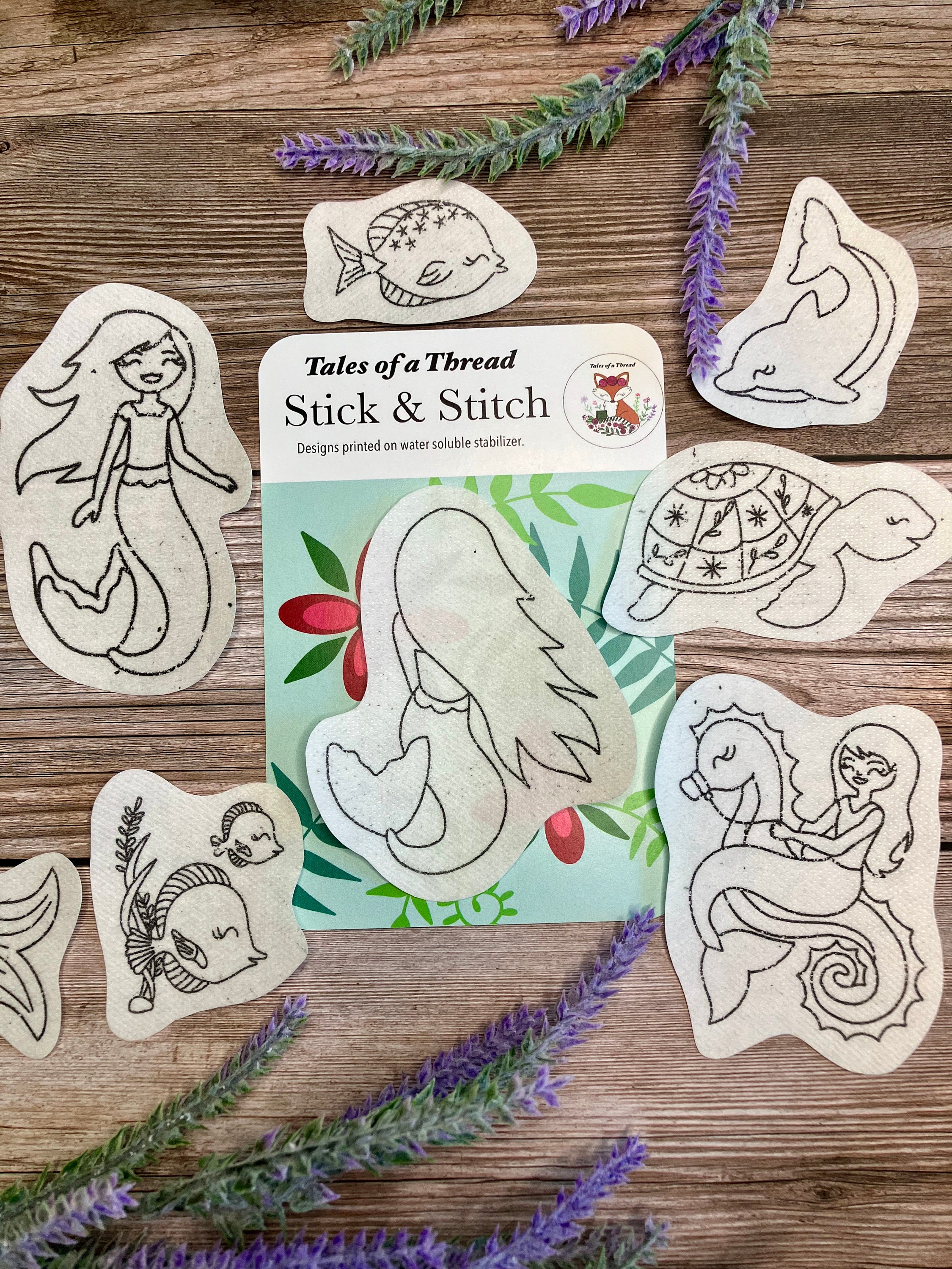 Stick and Stitch Mermaid Hand Embroidery Water Soluble Designs - Etsy