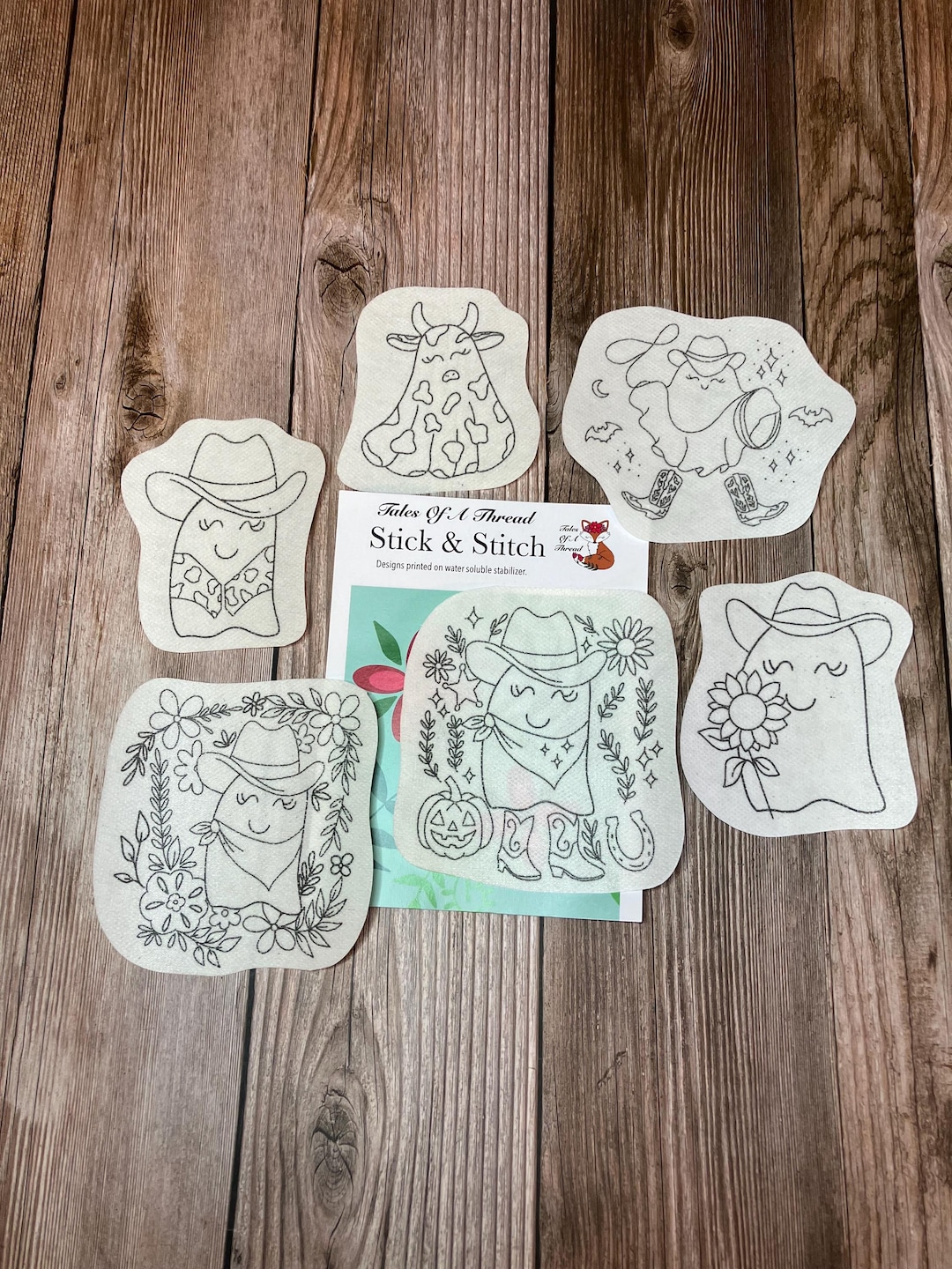 Stick and Stitch Howdy Ghost Hand Embroidery Water Soluble Designs for ...