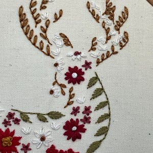 Floral Reindeer Hand Embroidery Pattern PDF DIY Easy to Follow ...