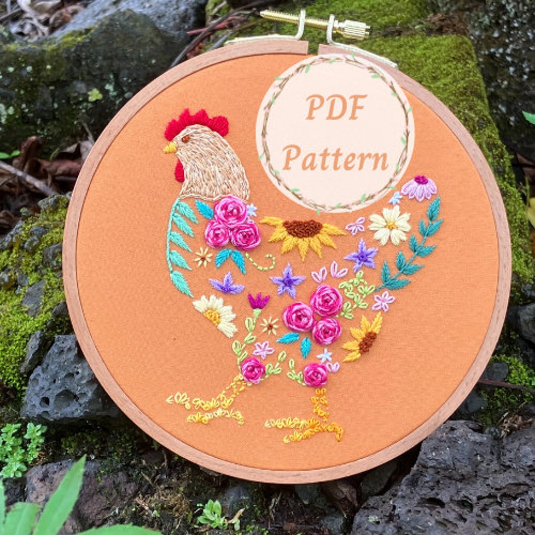Spring Chicken Hand Embroidery Pattern PDF DIY Easy to Follow ...