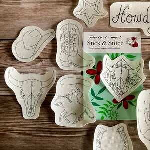 Stick and Stitch Western Cowboy Hand Embroidery Water Soluble Designs ...