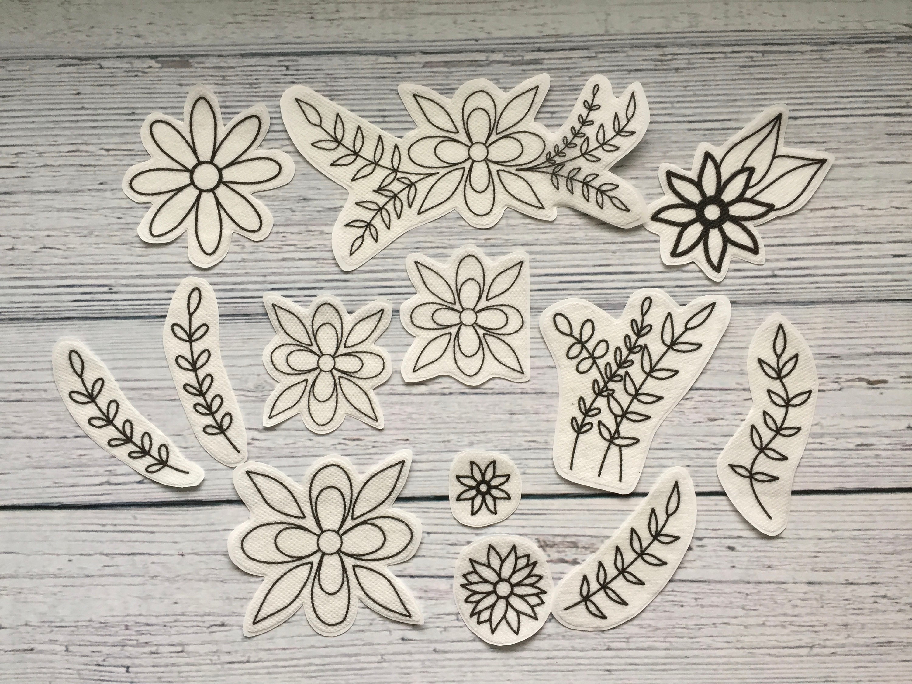 Stick and Stitch Floral Leaf Pack Water Soluble Hand Embroidery Designs ...