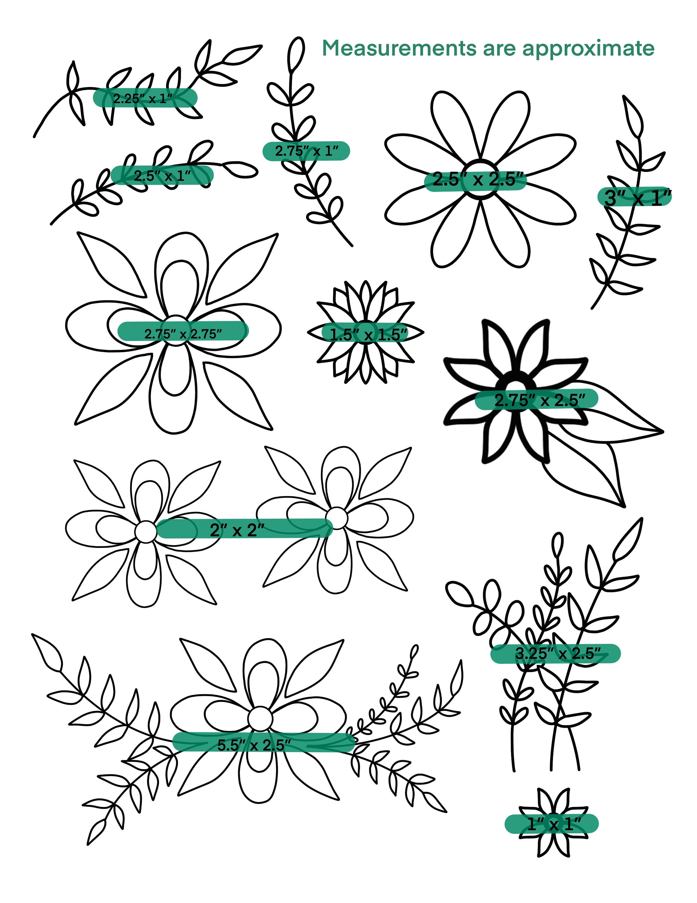 Stick and Stitch Floral Leaf Pack Water Soluble Hand - Etsy