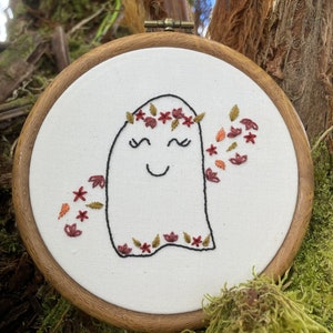 Fall Ghosts Hand Embroidery Pattern With Youtube Video Tutorial Guide ...