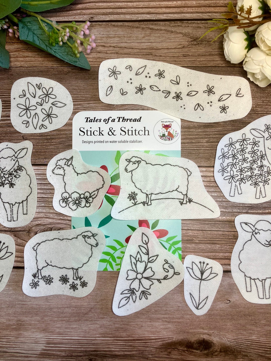 Stick and Stitch Lamb Sheep Hand Embroidery Water Soluble Designs for ...