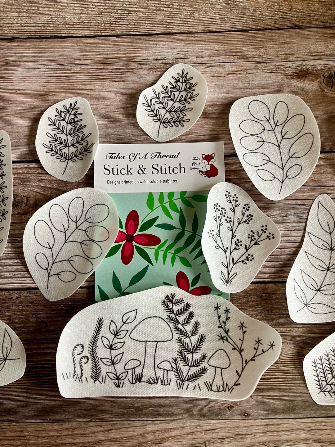 Stick and Stitch Forest Botanicals Ferns Hand Embroidery Water Soluble ...