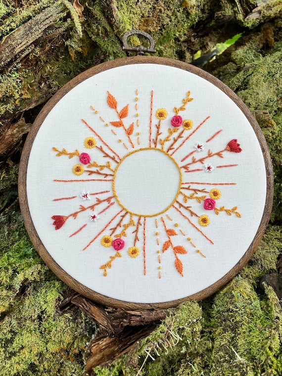 Sun Embroidery Stitch Along Template Material/ Supply Guide - Etsy