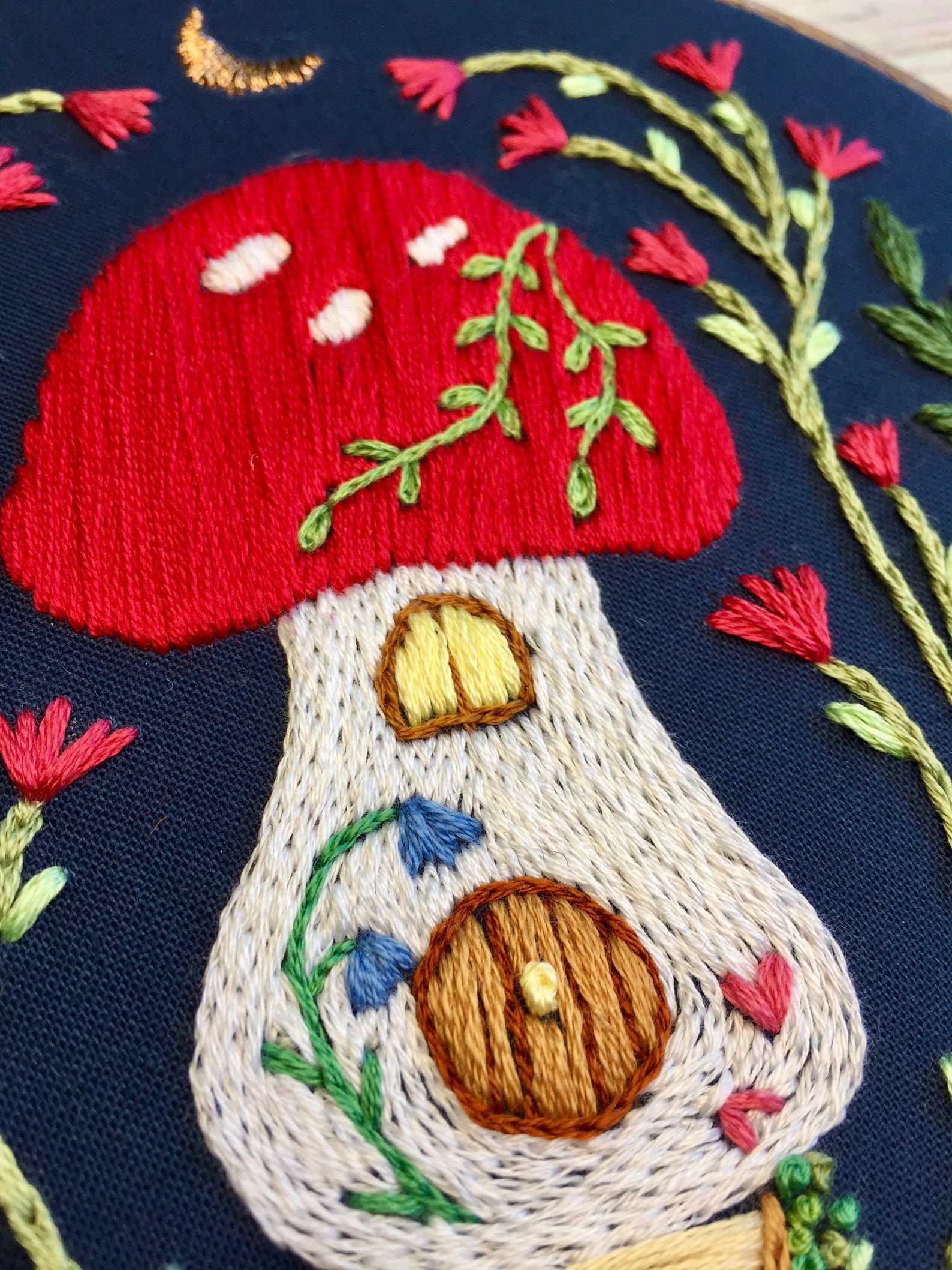 Toadstool Fairy House Mushroom Embroidery Stitch Along Template ...