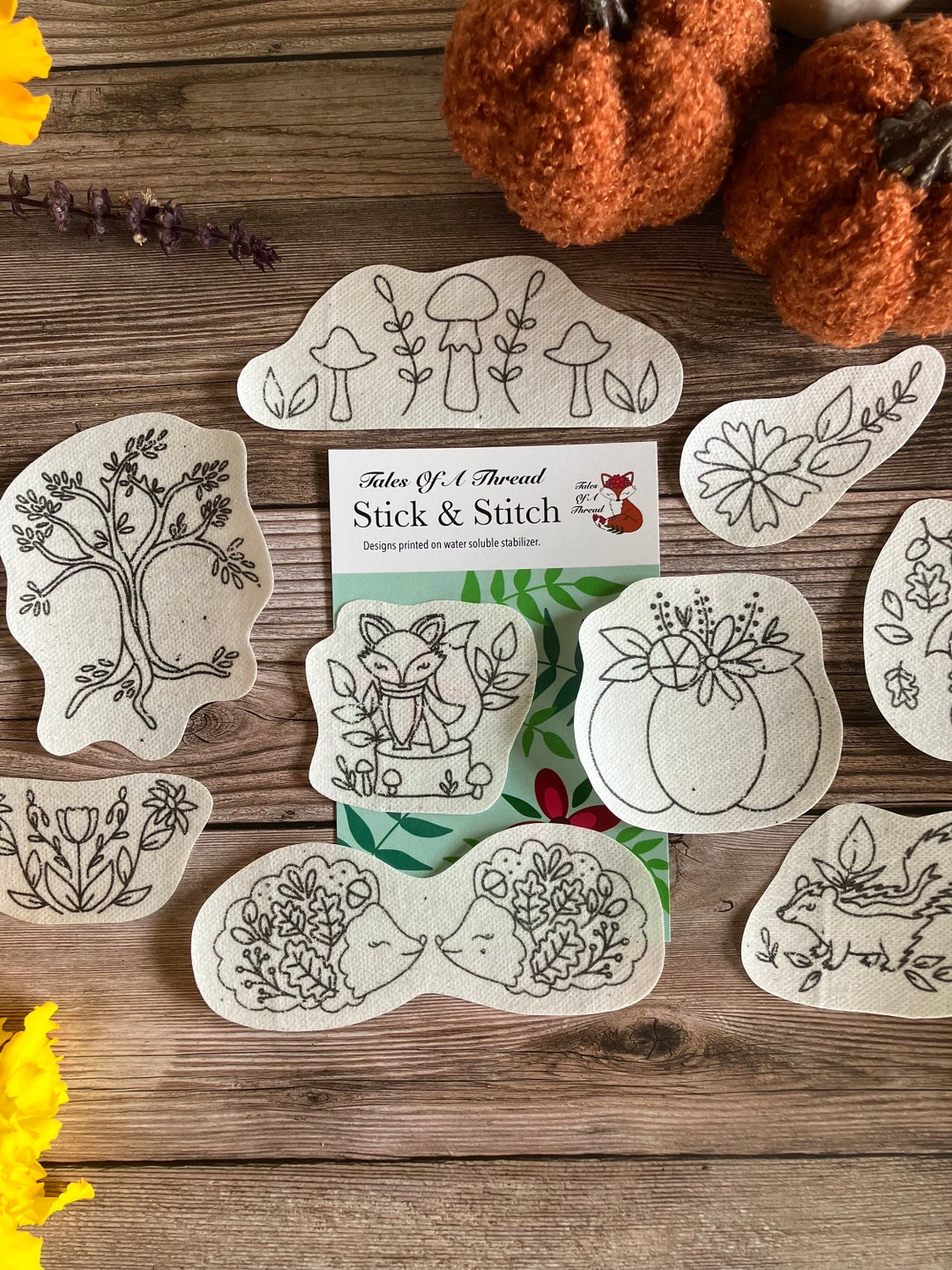 Stick and Stitch Autumn Whimsy Fall Hand Embroidery Water Soluble ...