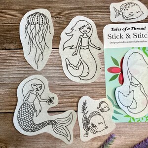 Stick and Stitch Mermaid Hand Embroidery Water Soluble Designs for ...
