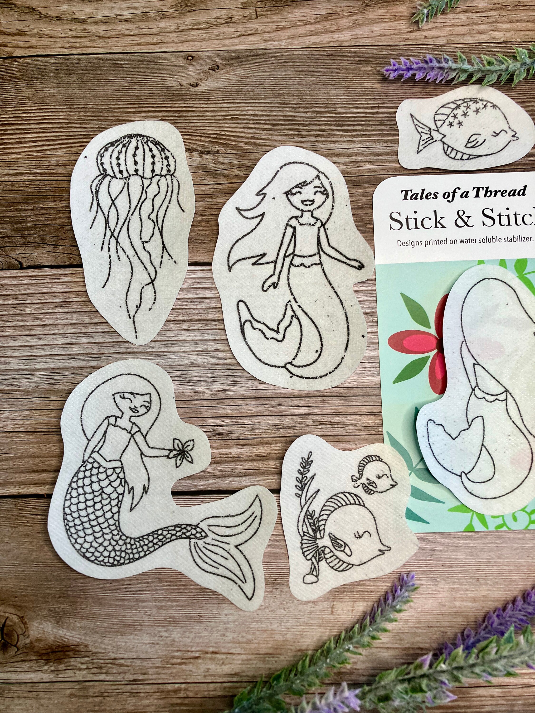 Stick and Stitch Mermaid Hand Embroidery Water Soluble Designs - Etsy
