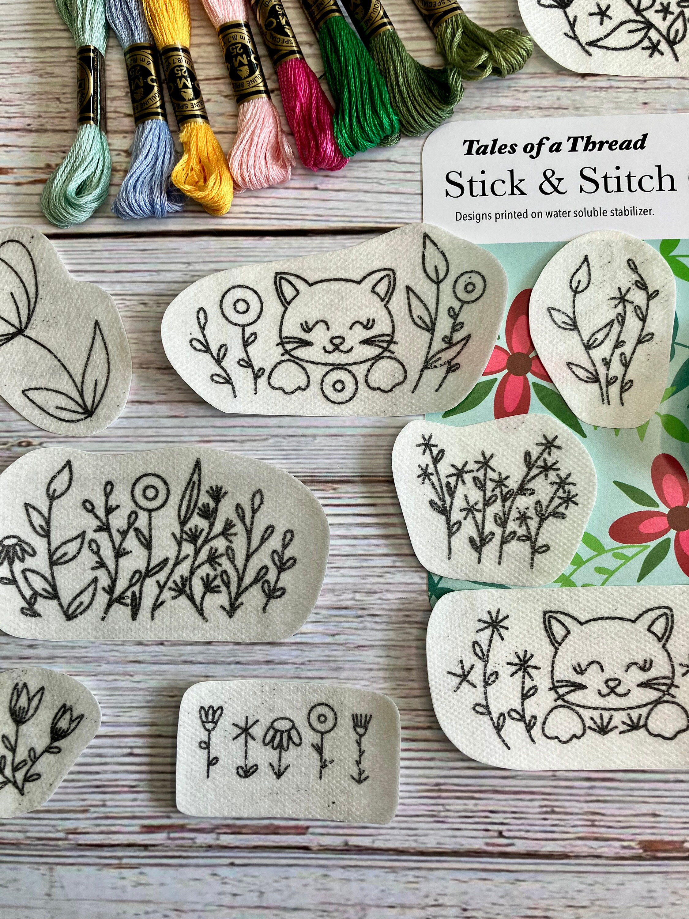 Stick and Stitch Kitties and Blooms Cat Hand Embroidery Water - Etsy