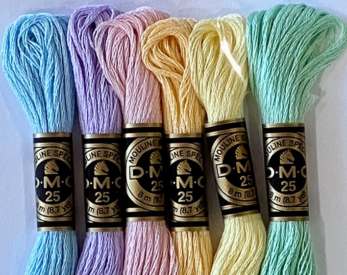 Sherbet Color Palette DMC Cotton Embroidery Floss Thread 6 Skeins of 6 ...